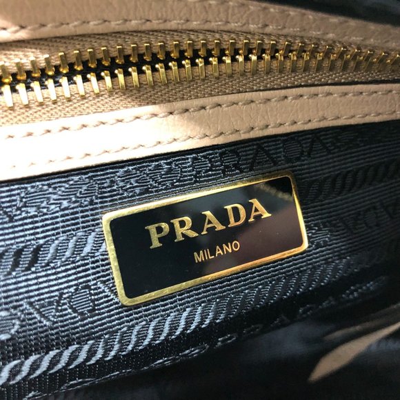 Prada | Bags | Prada Bh89 Logo Fastener Type Shoulder Bag Beige Goldhardware | Poshmark